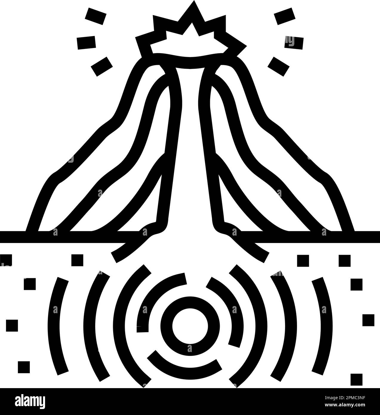 volcanic earthquake disaster line icon vector illustration Stock Vector ...