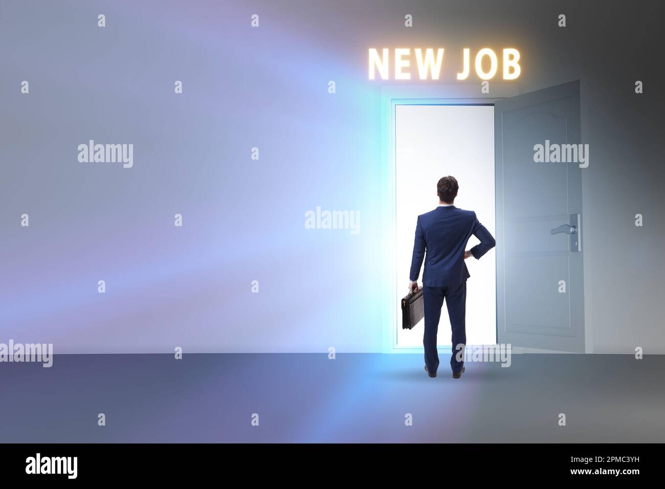 New job concept with the open door Stock Photo - Alamy