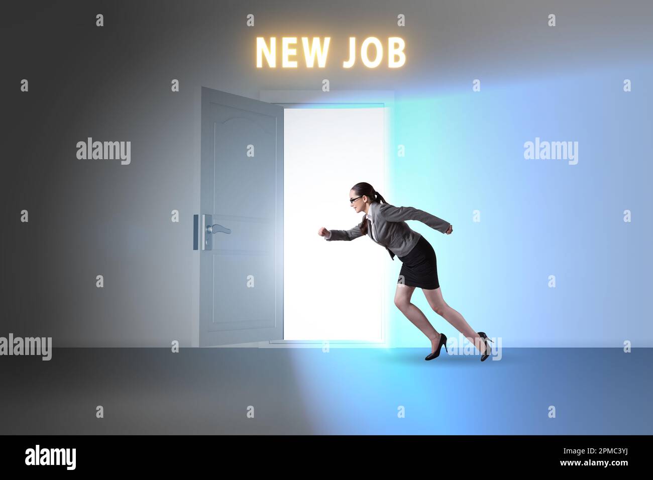 New job concept with the open door Stock Photo - Alamy