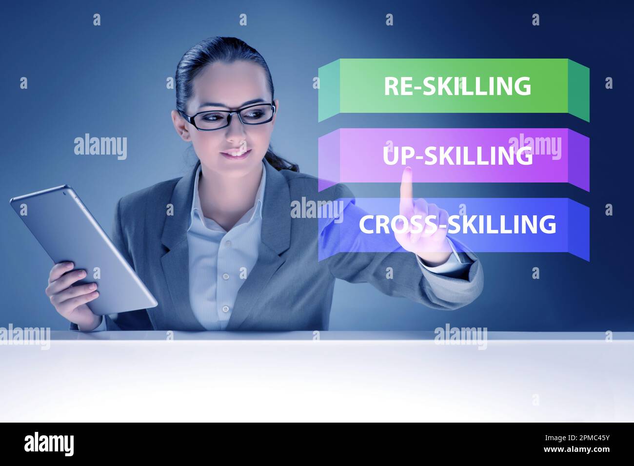 Re-skilling and upskilling in the learning concept Stock Photo - Alamy
