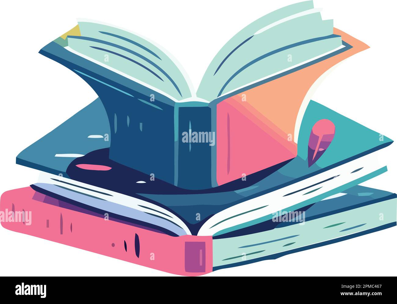 Stack of textbooks on library shelf, education Stock Vector Image & Art ...