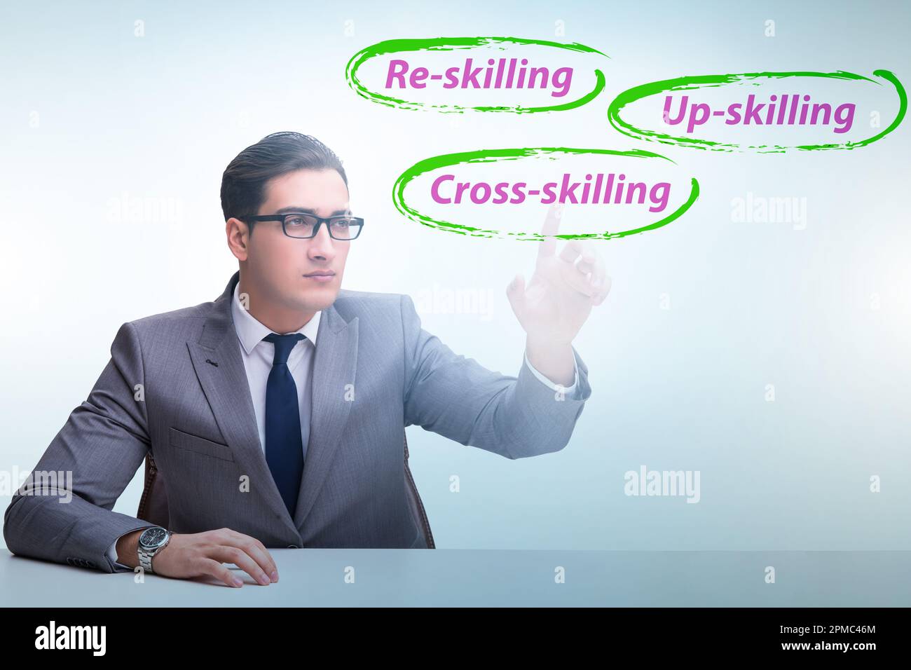 Re-skilling and upskilling in the learning concept Stock Photo - Alamy