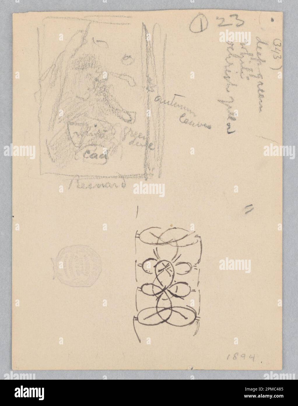 Drawing, Study for the landscape, “Moods to Music,” Mendelssohn Glee ...
