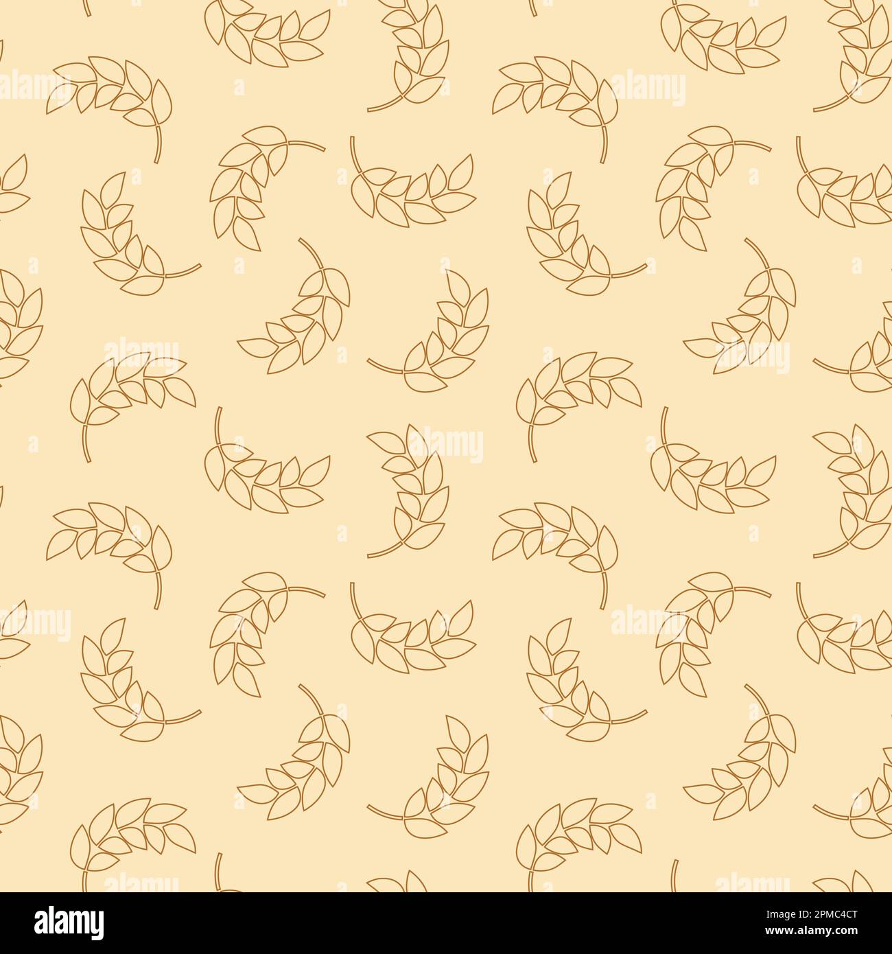 Ear of malt, corn, wheat seamless pattern. Repeating golden agriculture ...