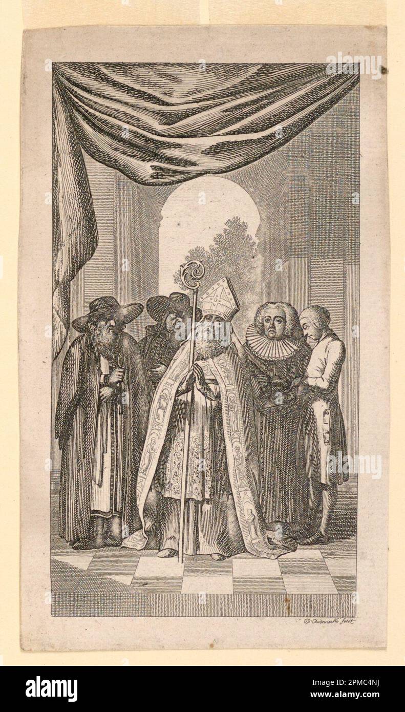Print, A Bishop with his Entourage; Germany; etching on paper; 15.1 × 8 ...