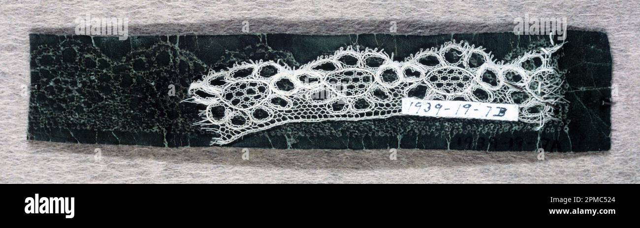 Pattern With Uncompleted Piece Of Lace; parchment, linen thread; 1939 ...