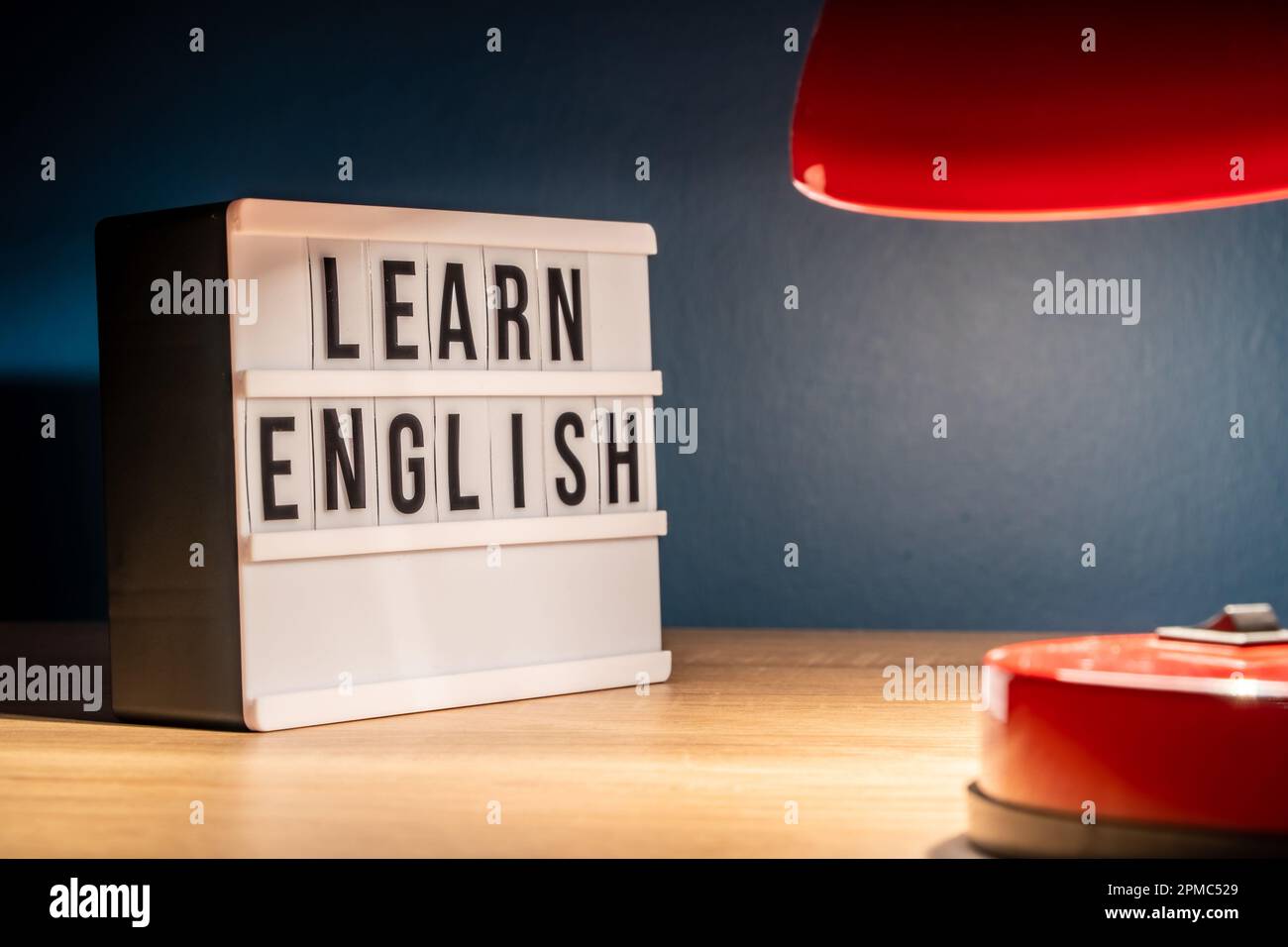 Learning English concept. Learn English message on white letter board ...