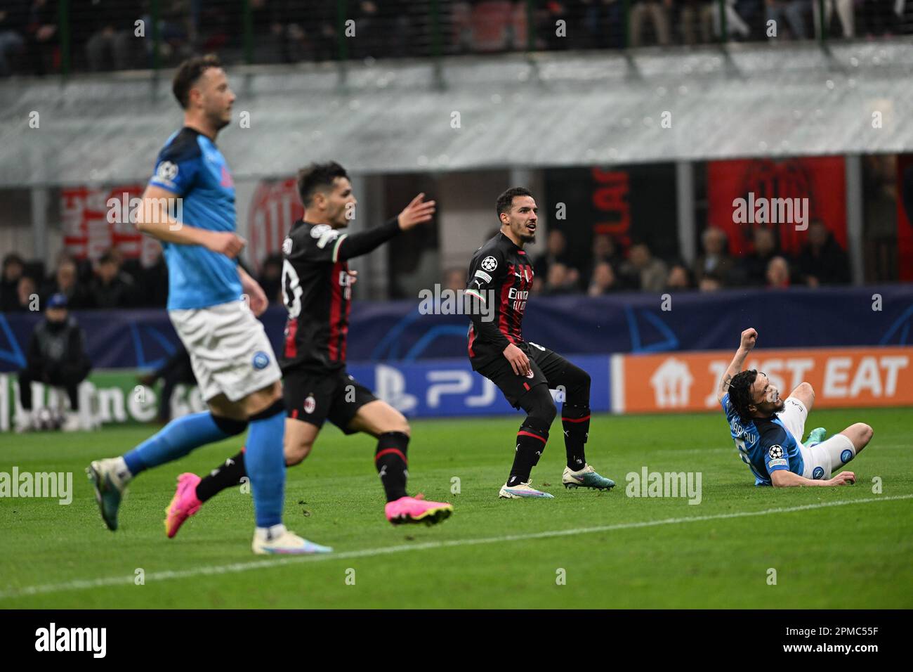 Milan, Italy. 12th Apr, 2023. Goal Ismael Bennacer of AC Milan during the UEFA Champions League ...