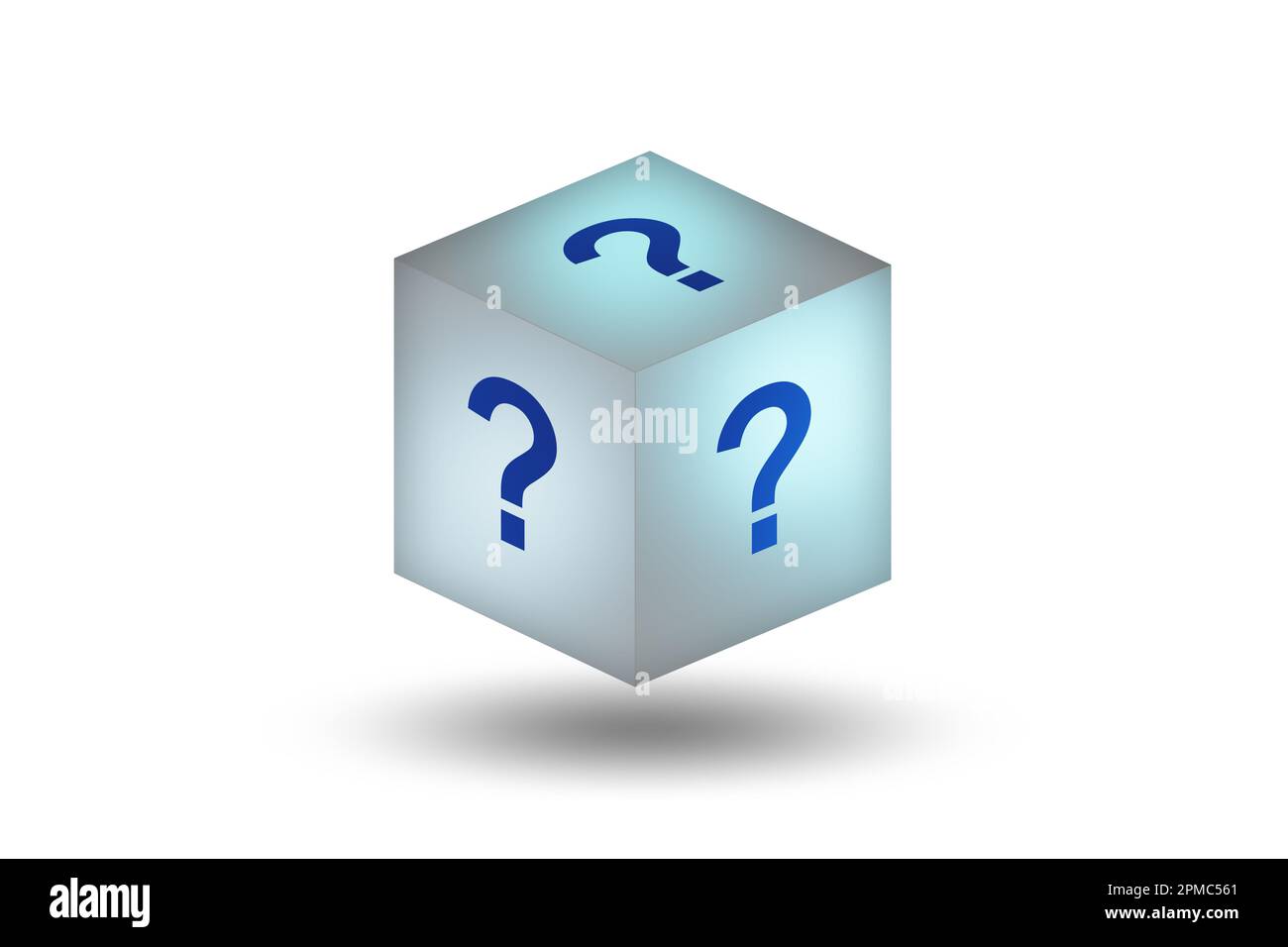 Cube with the question marks on its sides Stock Photo - Alamy