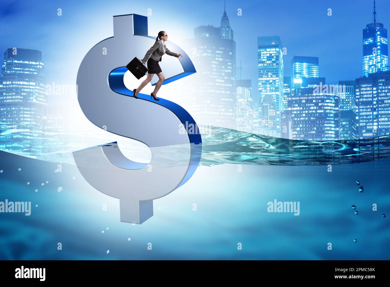 Concept of dollar sinking in sea Stock Photo - Alamy