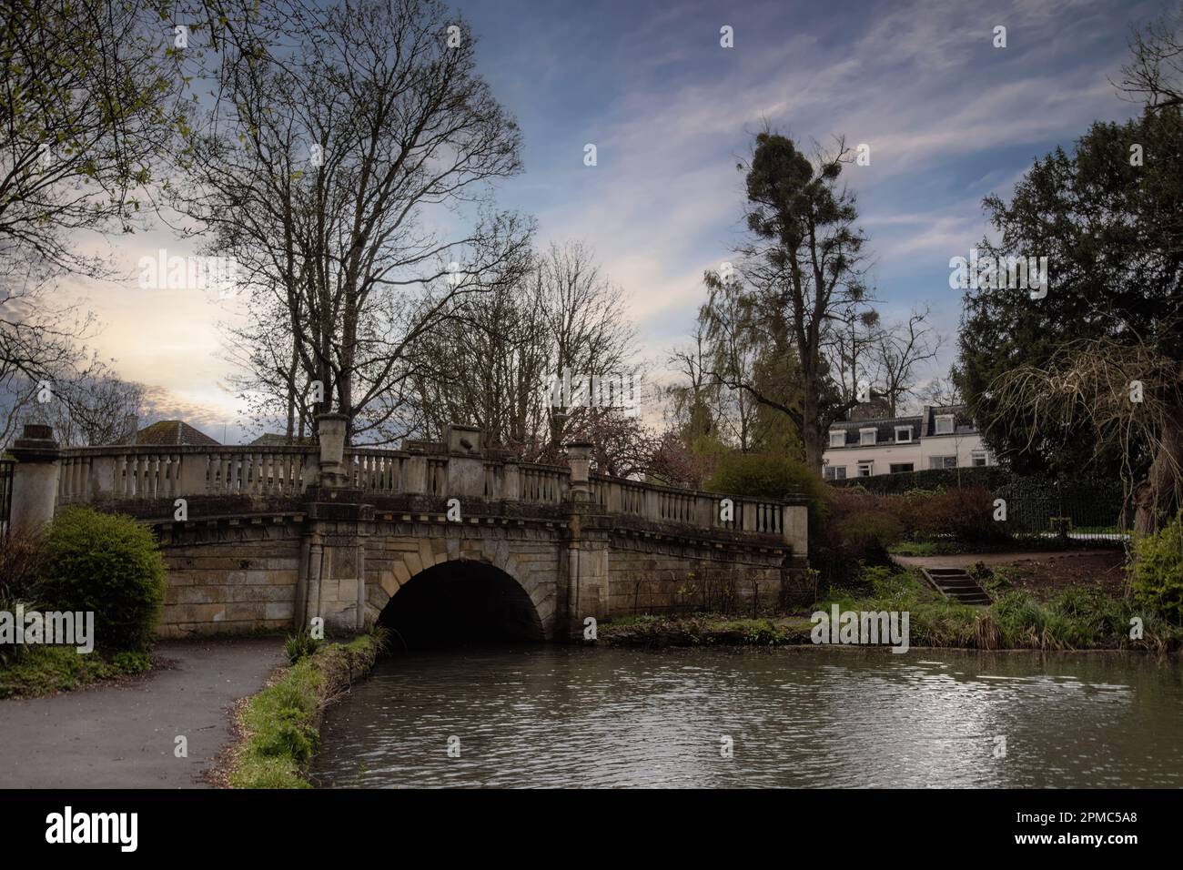 A small stone bridge in Pitville Park in Cheltenham, Gloucestershire ...