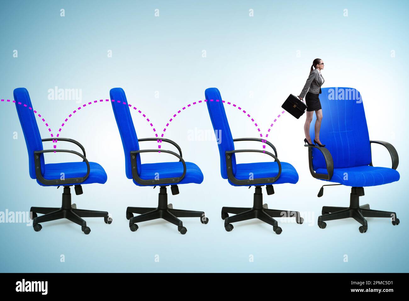 Promotion concept with the office chairs and businesswoman Stock Photo ...