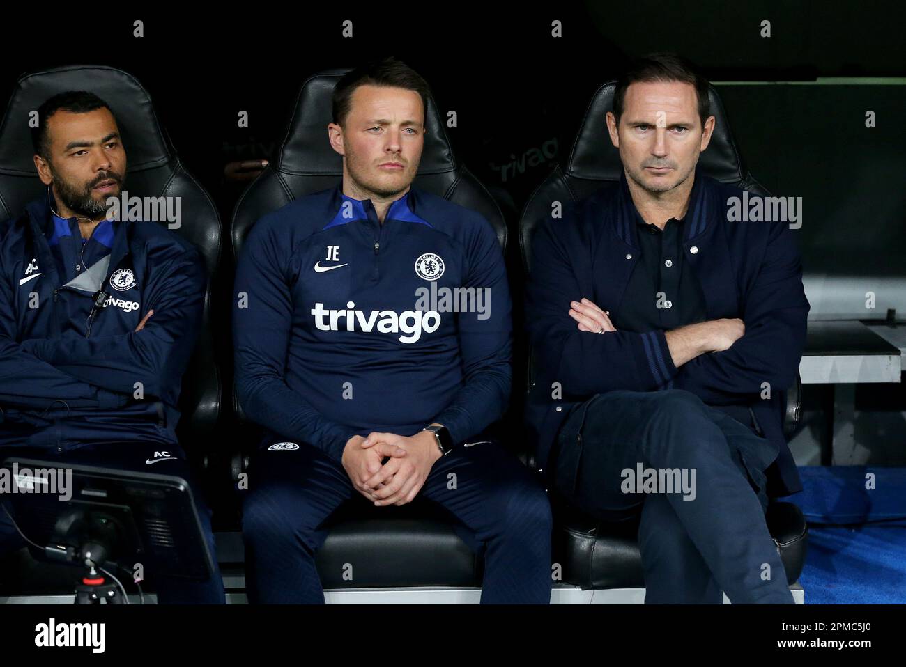Chelsea caretaker manager Frank Lampard (right) with assistants Joe ...