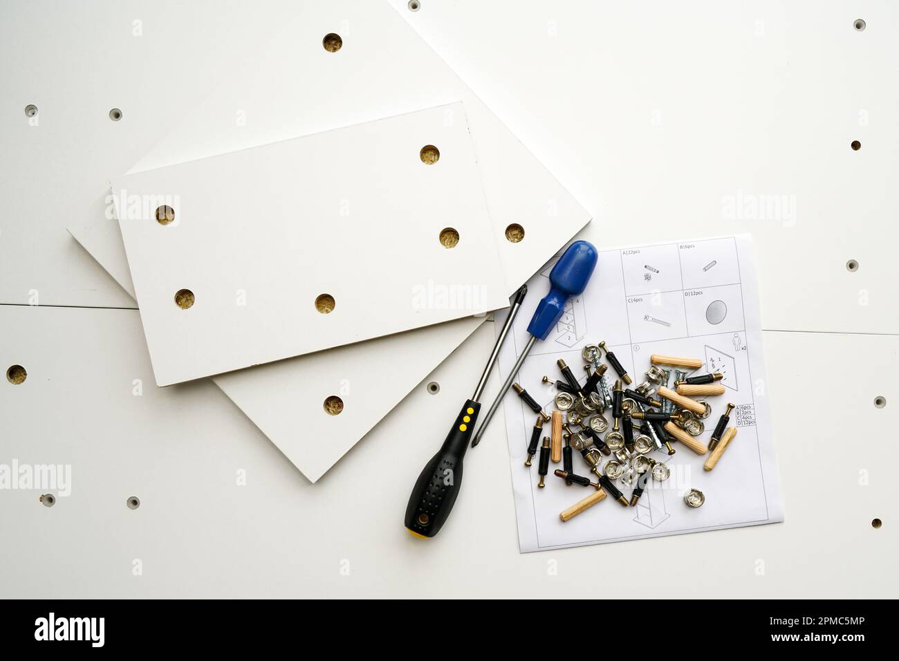 New white laminated chipboard furniture self mounting set with fitting ...