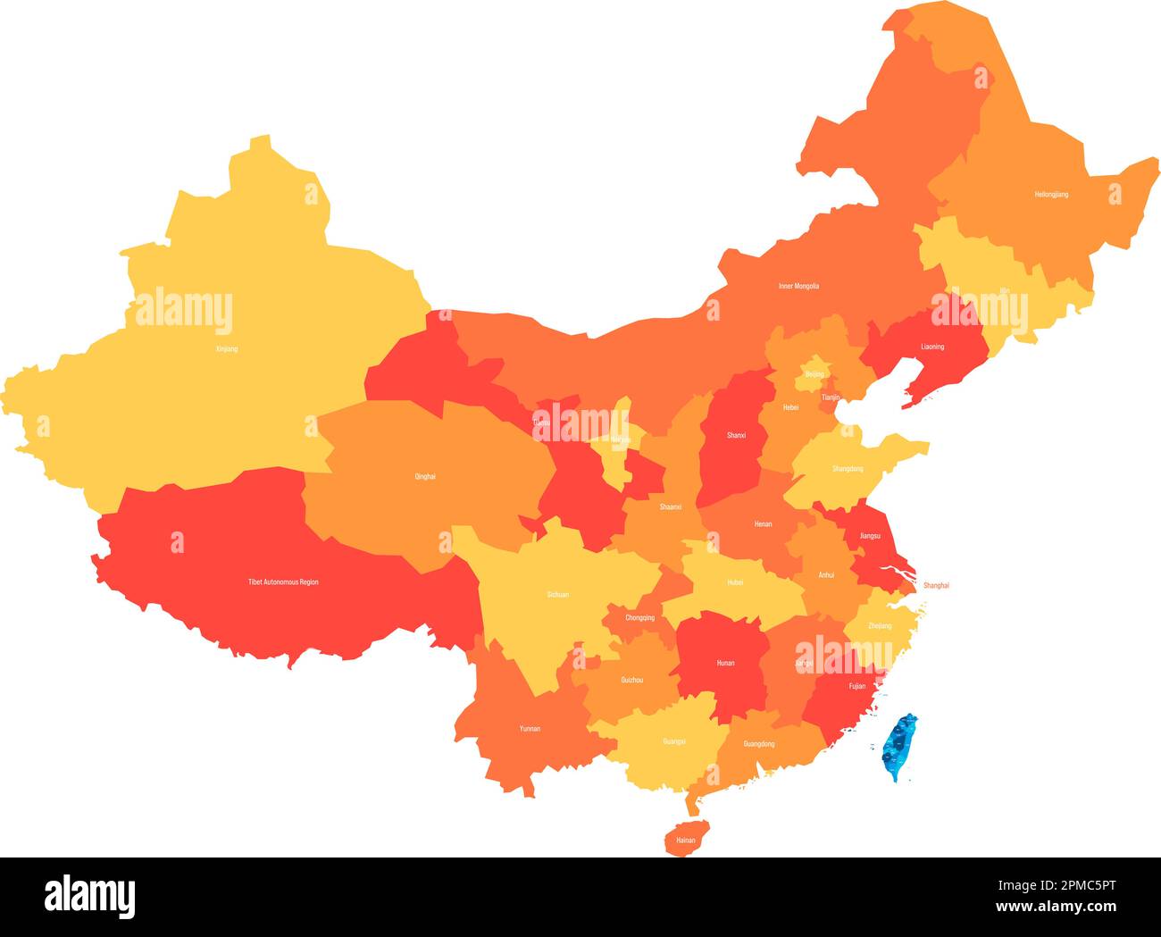 Political map of Taiwan and China. Both countries with administrative ...