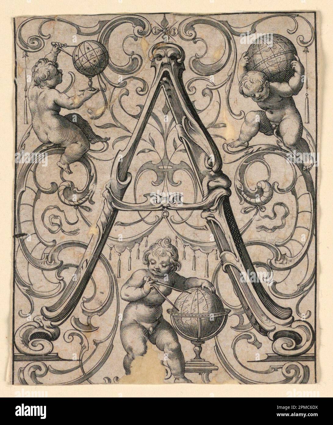Print, Panel with the letter "A" from the "Newes ABC Büechlein"; Print ...