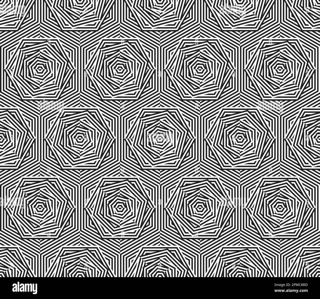 Hexagon Seamless Pattern vector illusion stripe vector isolated ...