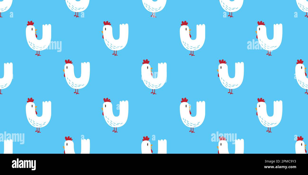 Chicken Seamless Pattern vector rooster wallpaper background isolated ...