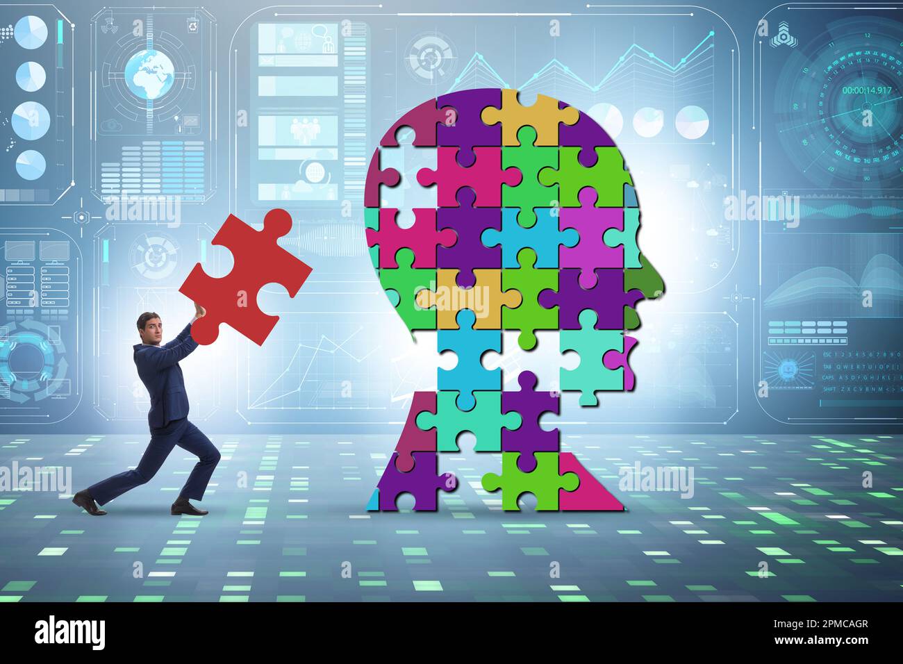 Creativity concept with the head made of jigsaw pieces Stock Photo - Alamy