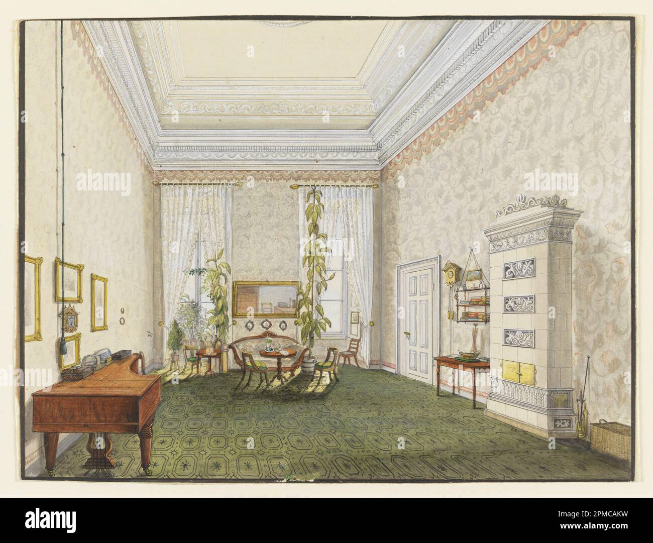 Drawing, Design for a Bourgeois Biedermeier Interior; Designed by R ...