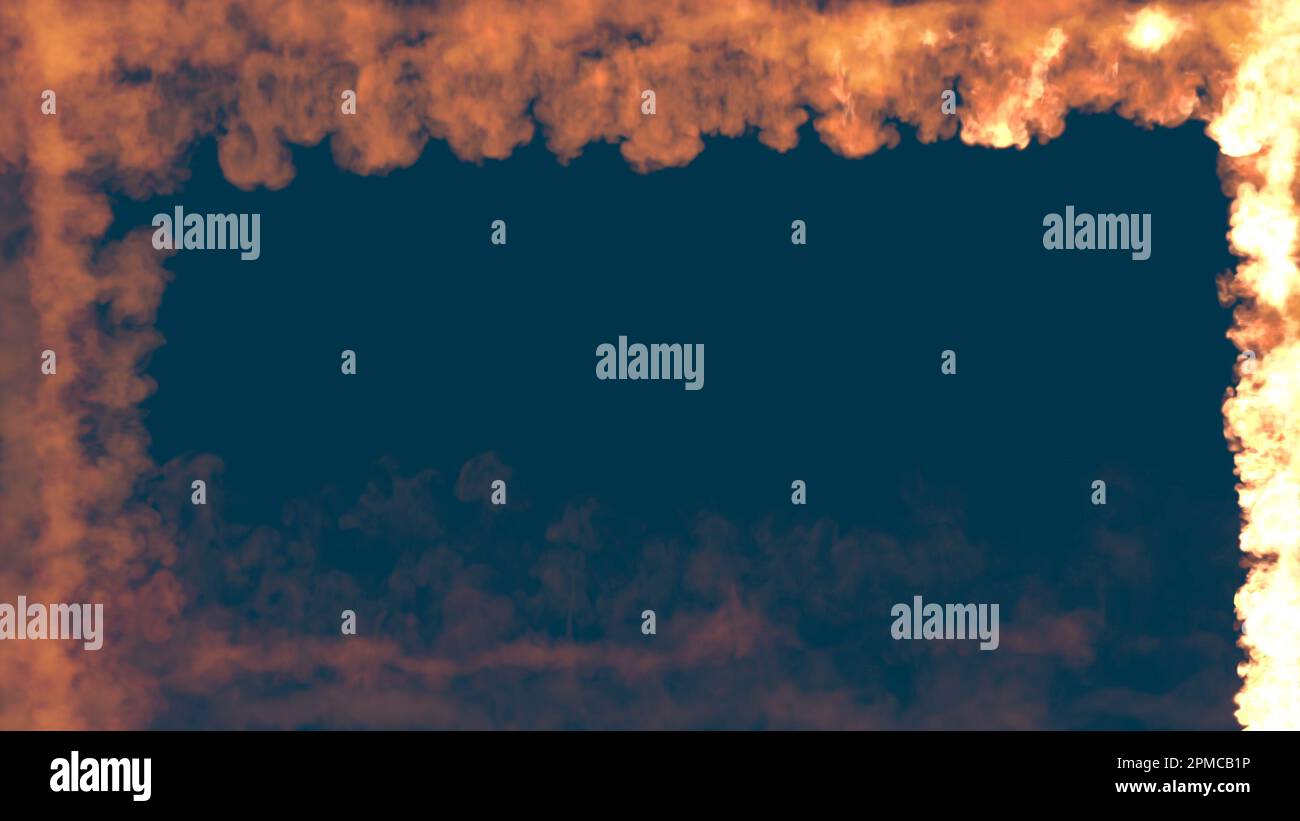 burning lines of fire content frame on blue chromakey, isolated ...