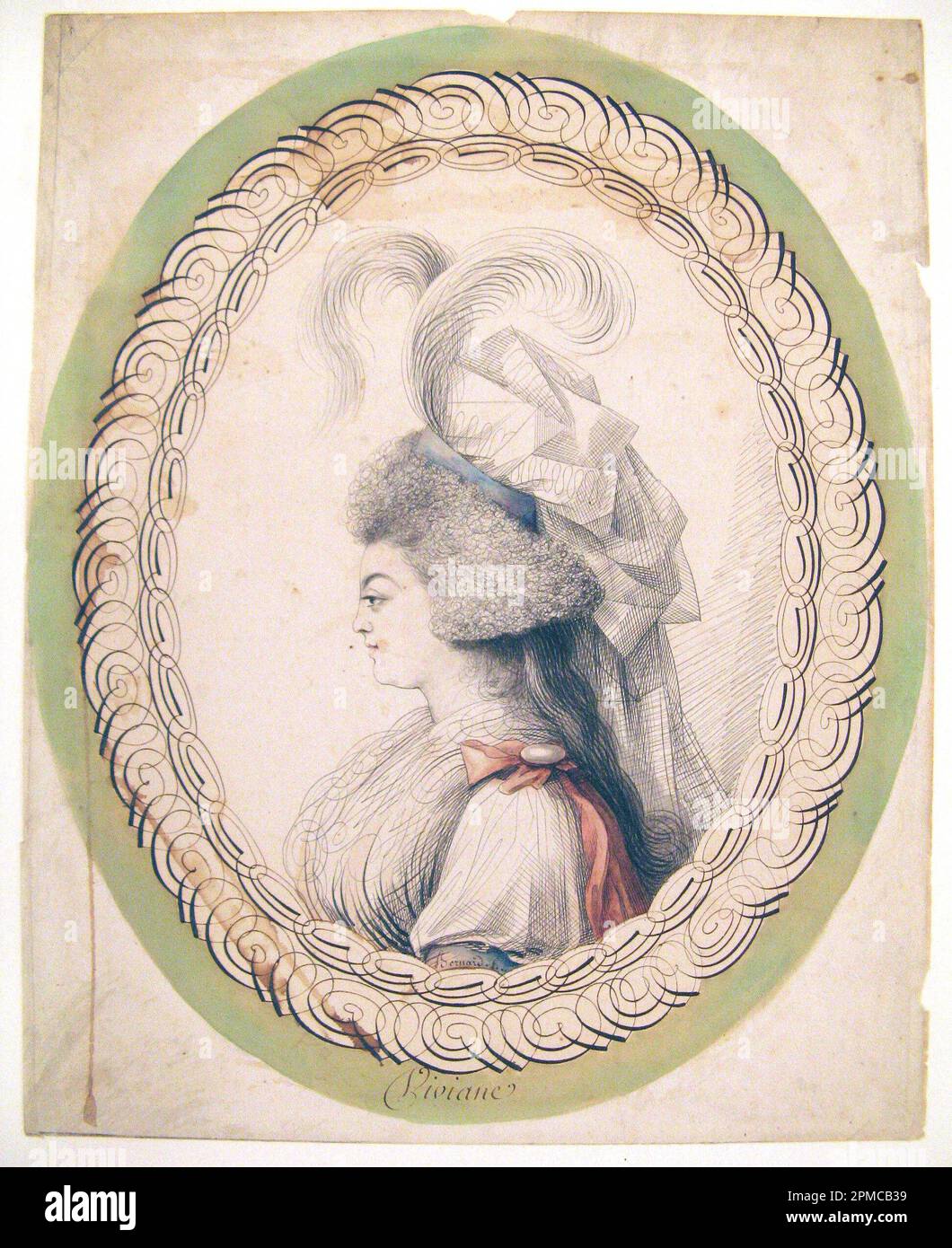 Calligraphy, Portrait of a woman: Viviane; France & England; brush and ...