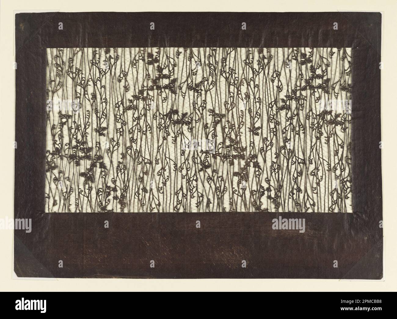 Katagami, Bracken and Hemlock Twigs; Japan; mulberry paper (kozo washi ...