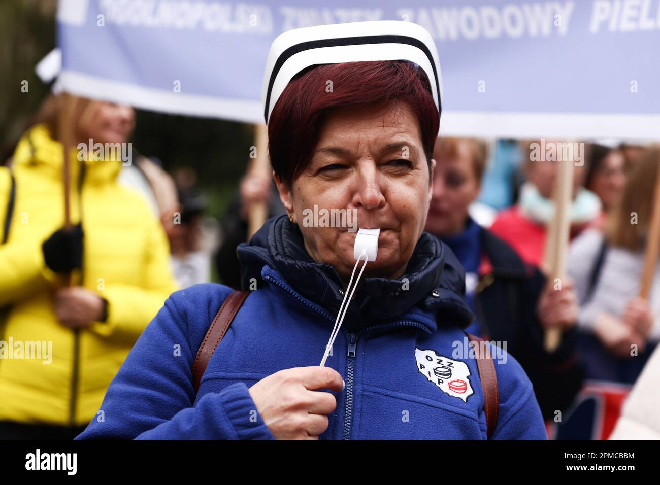 Krakow, Poland. 12th Apr, 2023. Polish nurses and midwives of hospitals ...
