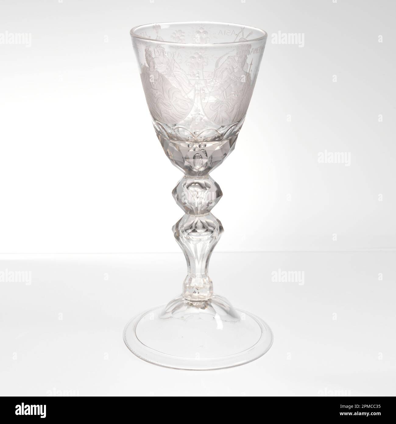 Four Continents Standing Cup; Germany; diamond-cut and engraved glass ...