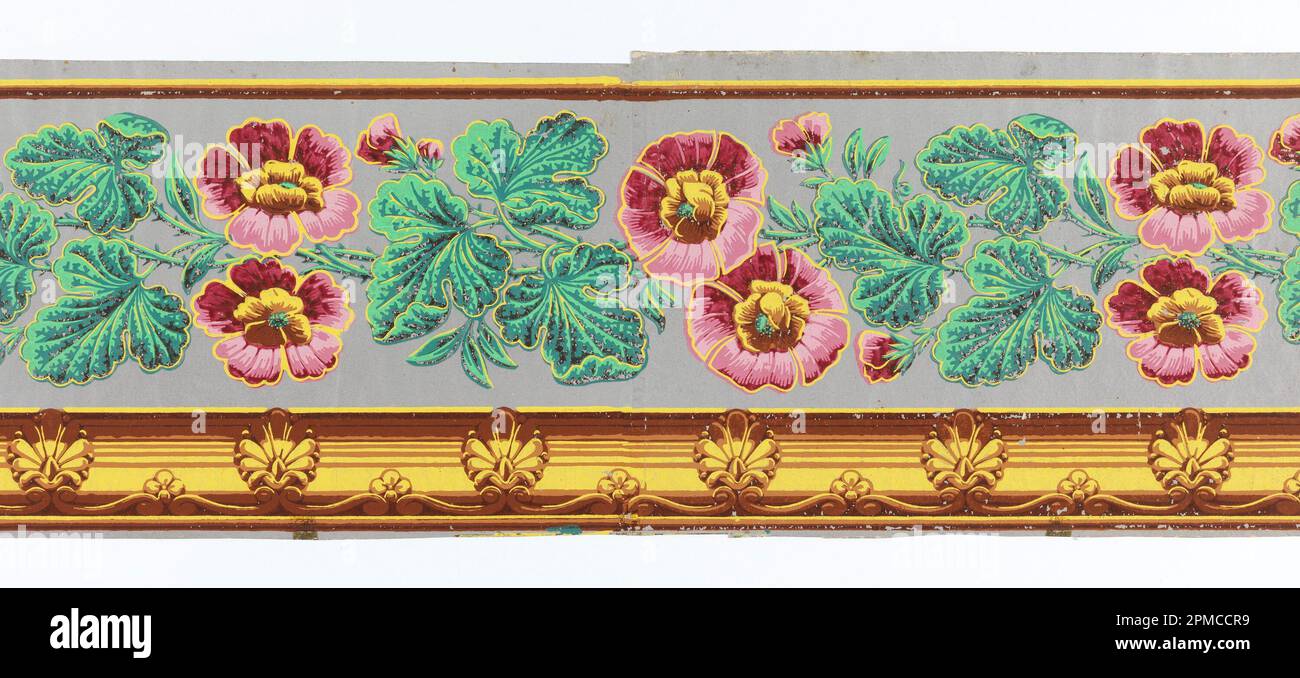 Border (France); block-printed and flocked on paper; 89.5 x 24.5 cm (35 ...