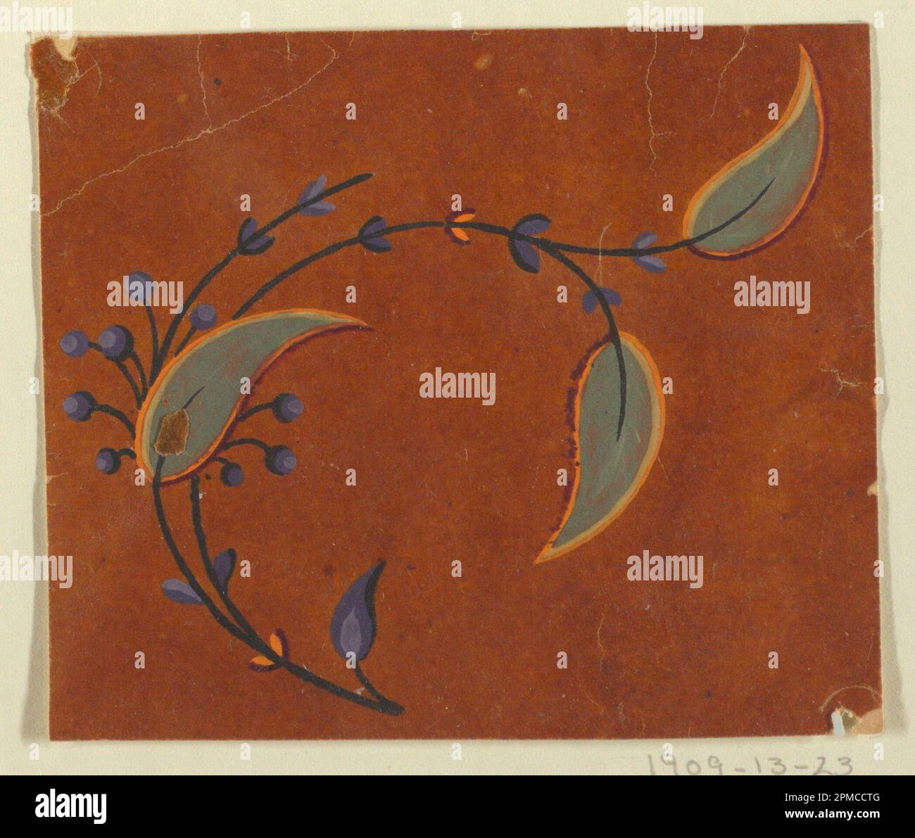 Drawing, Design for a Woven Motif; France; brush and gouache on oily ...