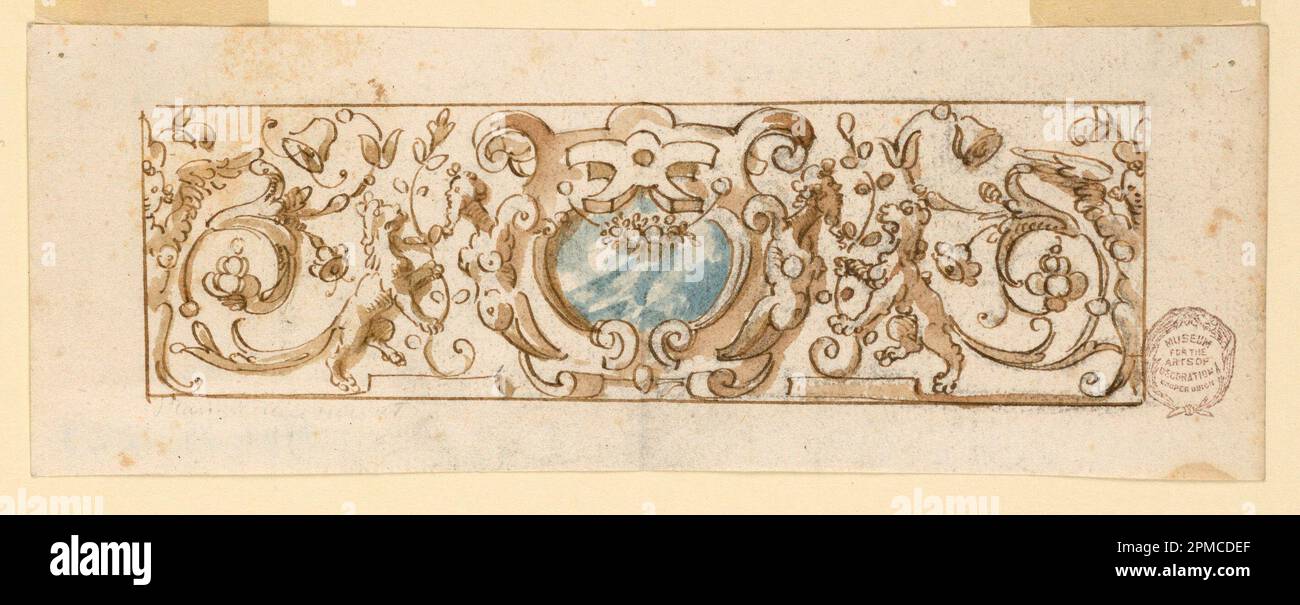 Drawing, Design for a Frieze; Italy; charcoal, pen and ink, brush and ...