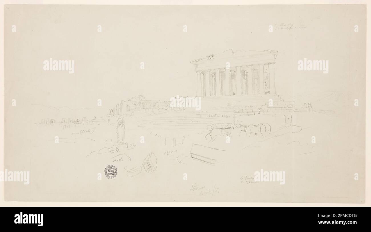 Drawing, Parthenon and Erectheion, Athens; Frederic Edwin Church ...
