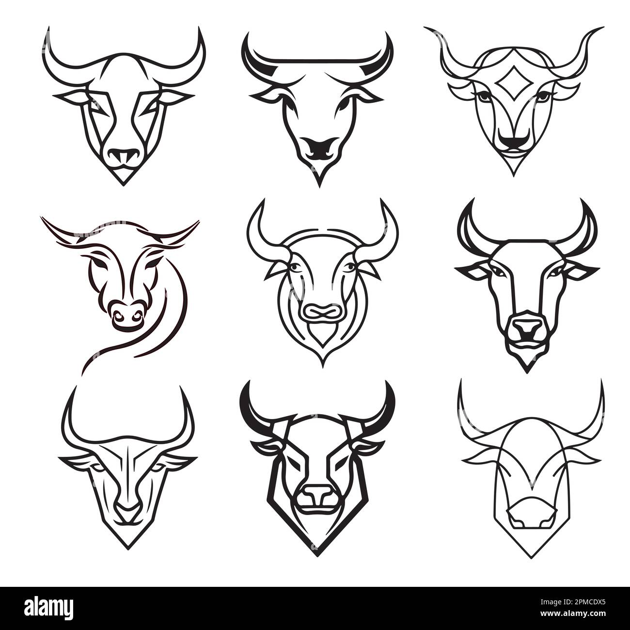 Bull logo sketch hand drawn Vector illustration Farming Stock Vector ...