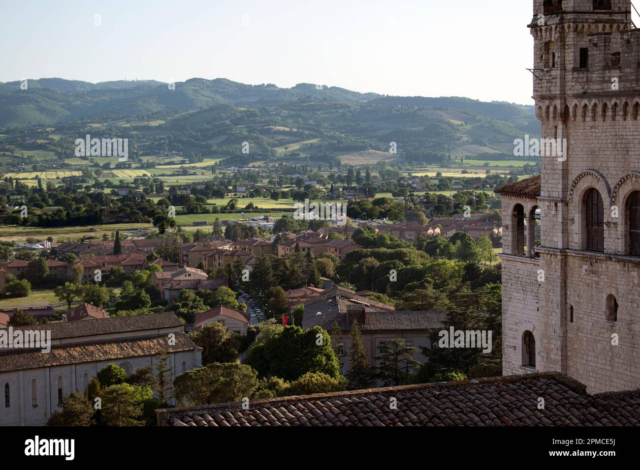Italian countryside panorama from the medieval town of Gubbio in ...