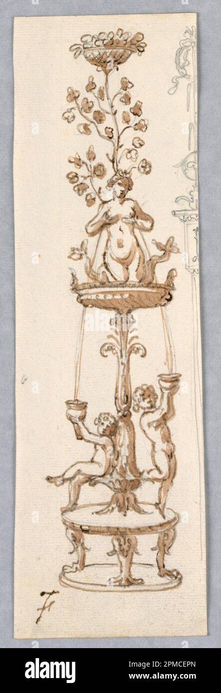 Drawing, Design for a Fountain; Italy; graphite, pen and ink on paper ...