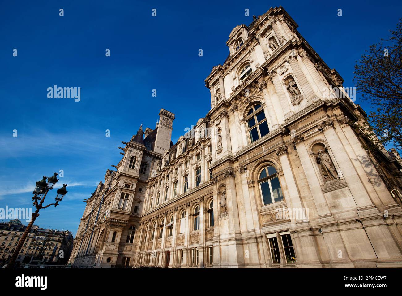 Paris, the facade of the Hotel de Ville, city hall of the French ...