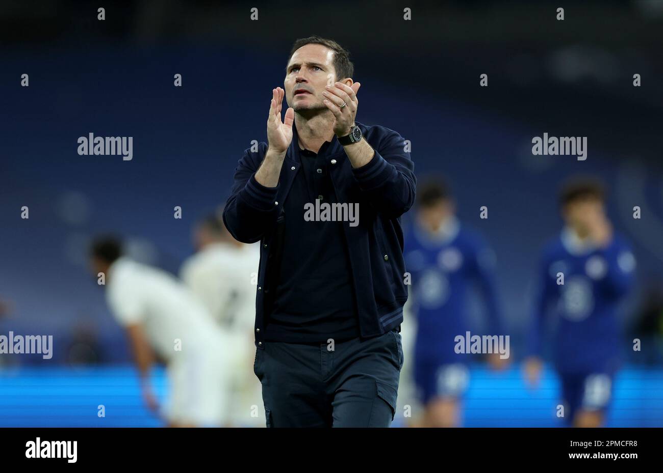 Chelsea caretaker manager Frank Lampard applauds the fans after the ...