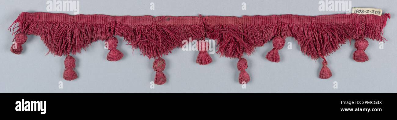 Fringe (Italy); silk, metallic thread (gold strips on silk core Stock ...