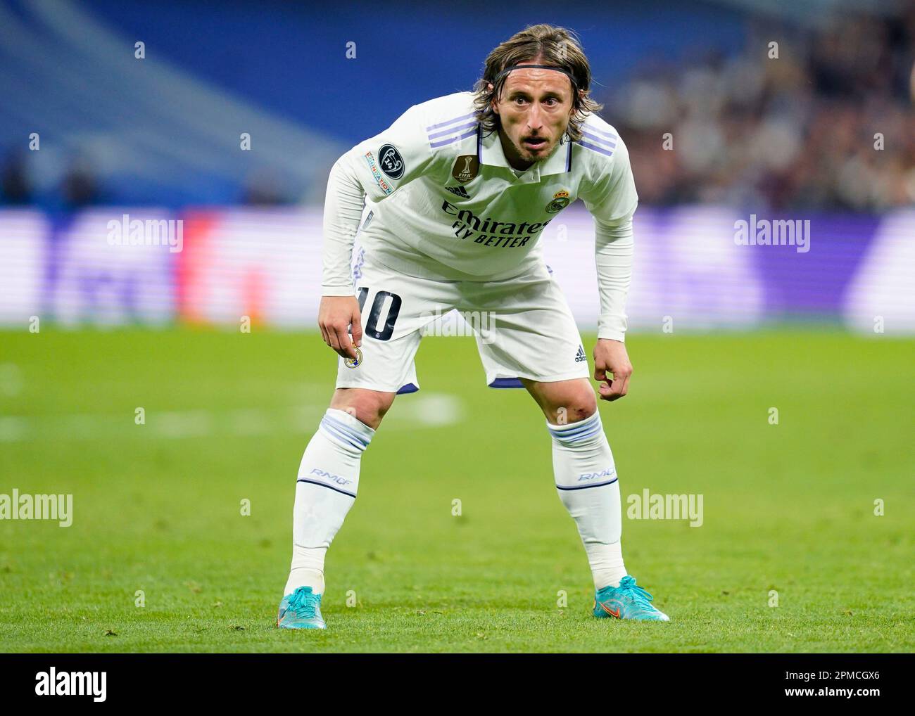 Madrid, Spain. 12/04/2023, Luka Modric of Real Madrid during the UEFA ...
