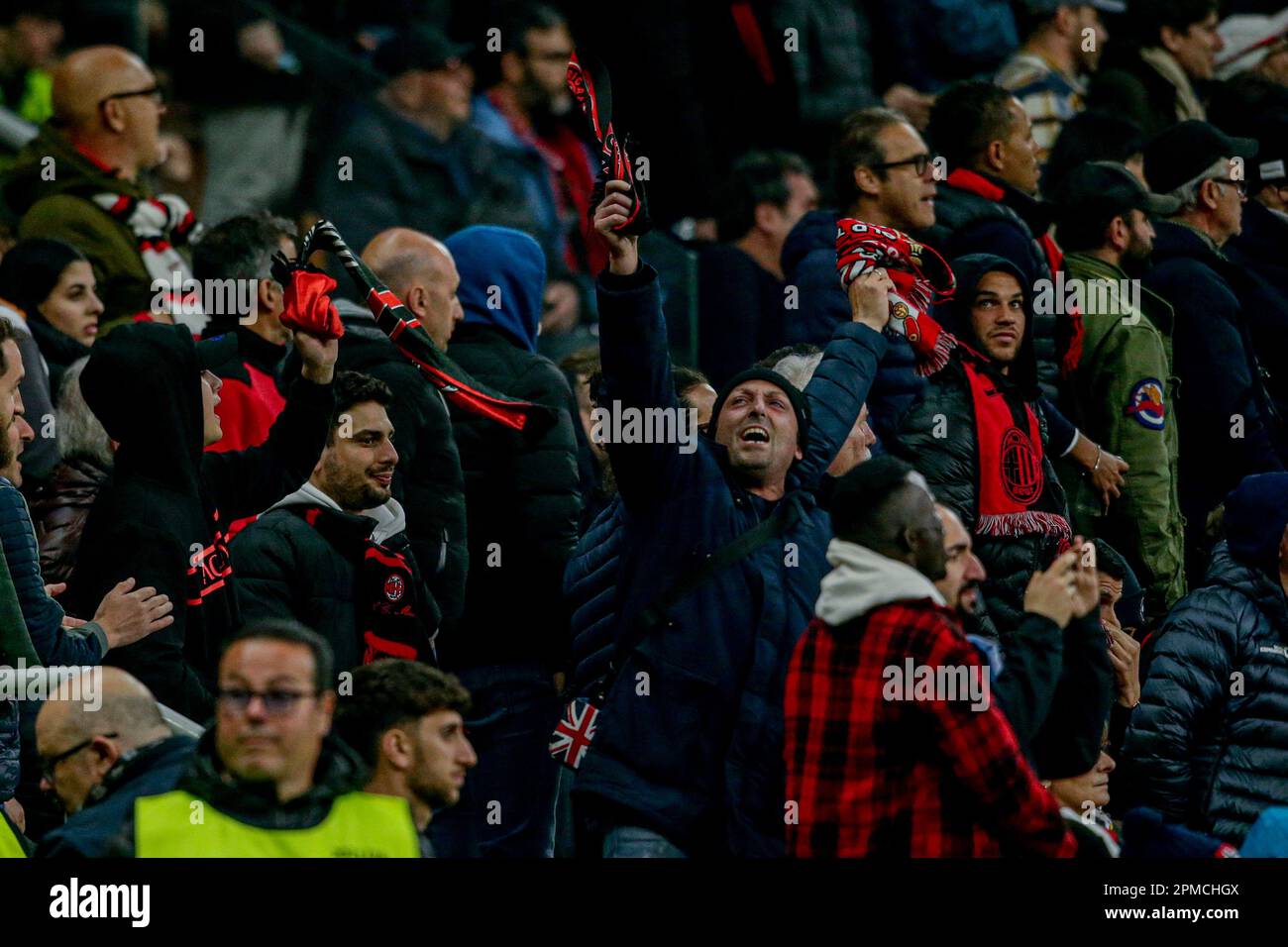 Supporters AC milan during the UEFA Champions League quarter-final ...