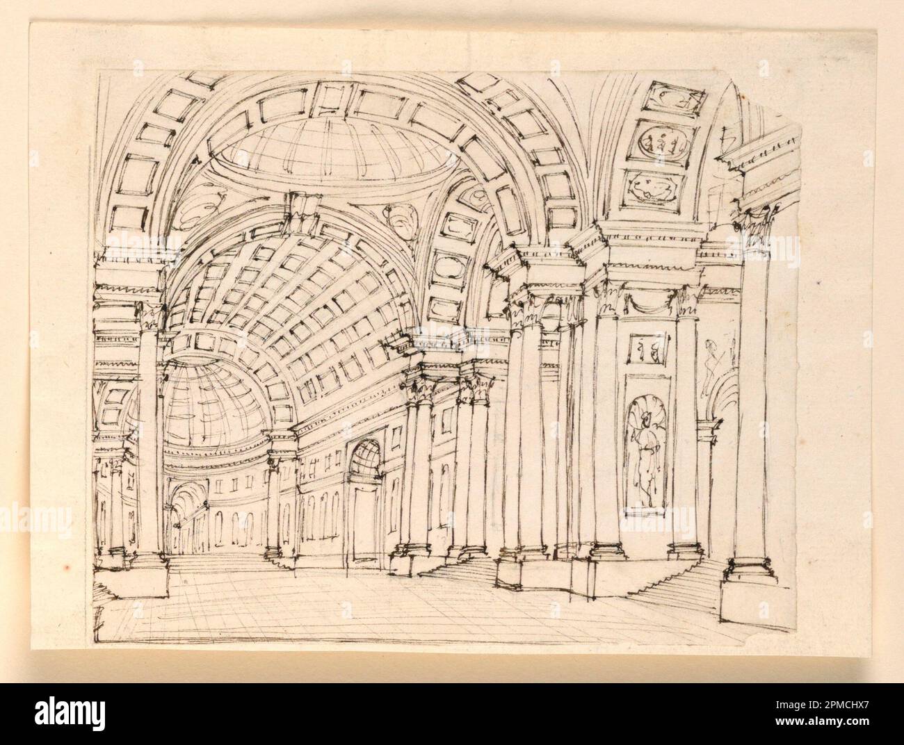 Drawing, Stage Design, Palace Interior; Italy; pen and brown ink, brush ...