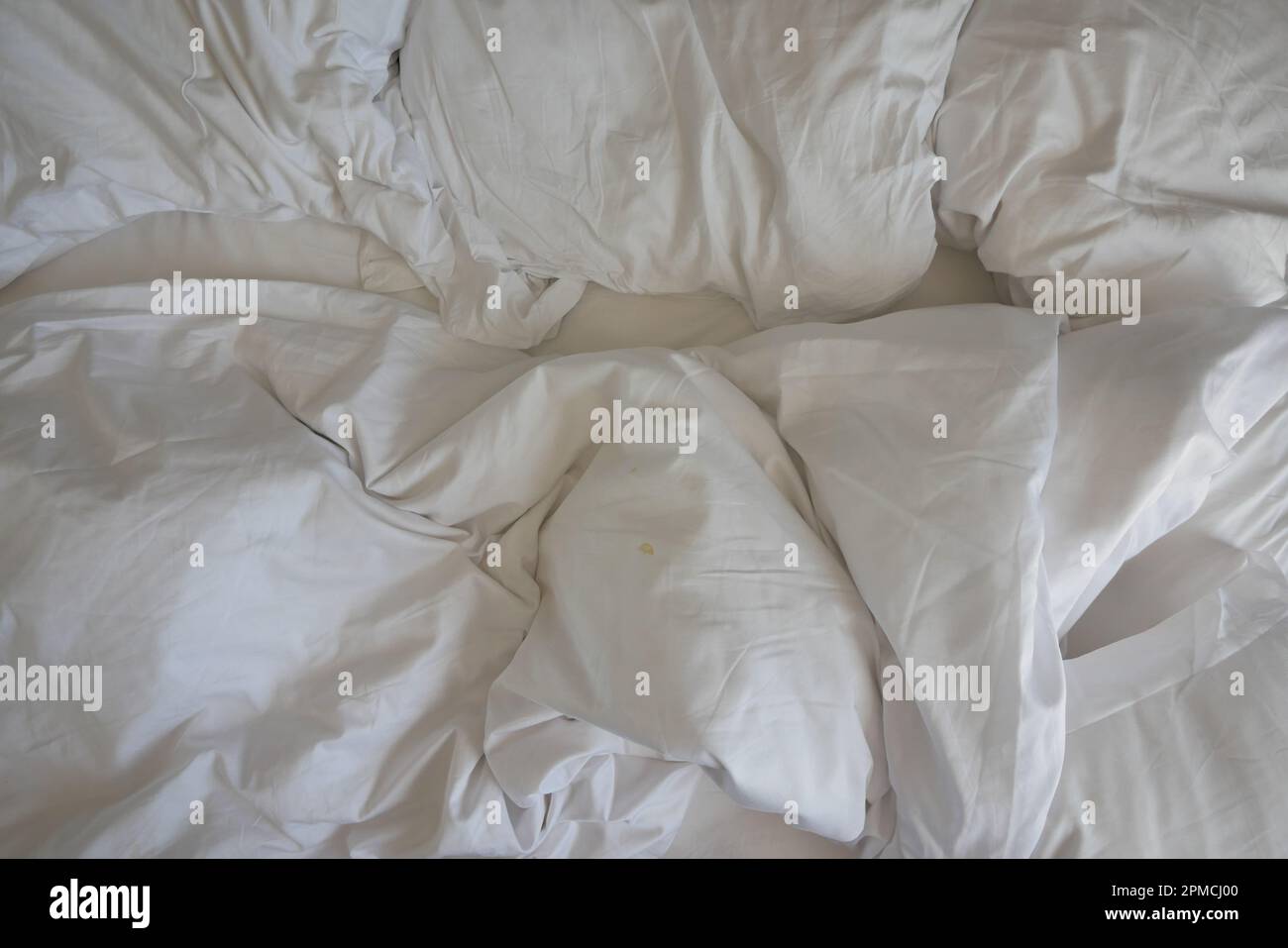 messy bed in early morning , messy bed after waking up Stock Photo - Alamy