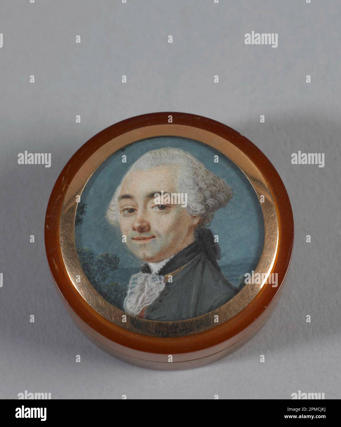 Box And Lid With Portrait Miniature (France); watercolor painted on ...