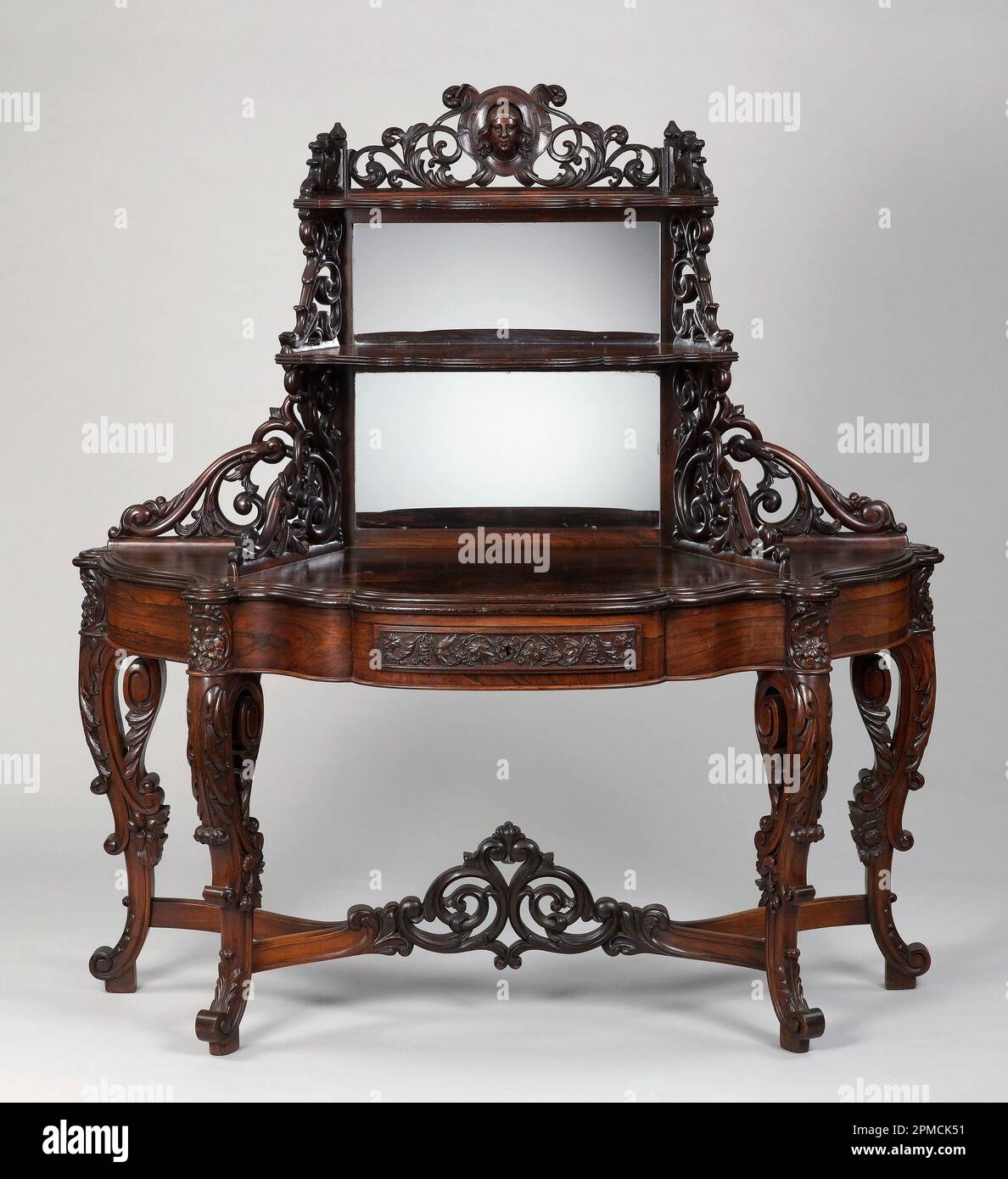 Etagere (USA); Cabinet maker: Julius Dessoir (active NY, 1842 - 1865); rosewood, maple, glass ...