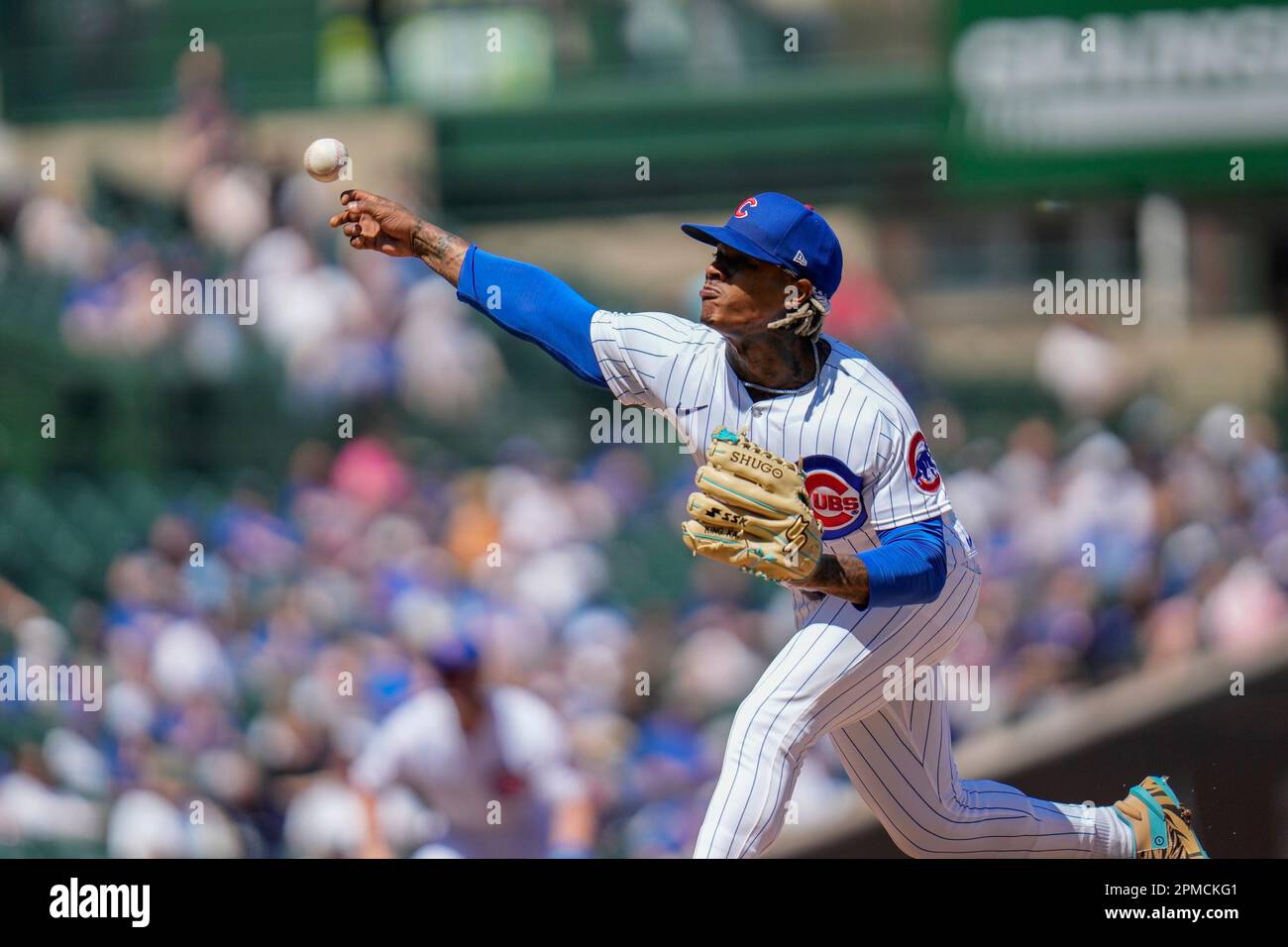 Chicago Cubs starting pitcher Marcus Stroman throws during the first ...