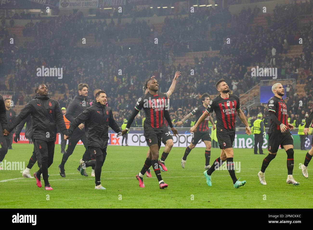 April 12, 2023, Milano, Italia: AC Milan players celebrate the victory ...
