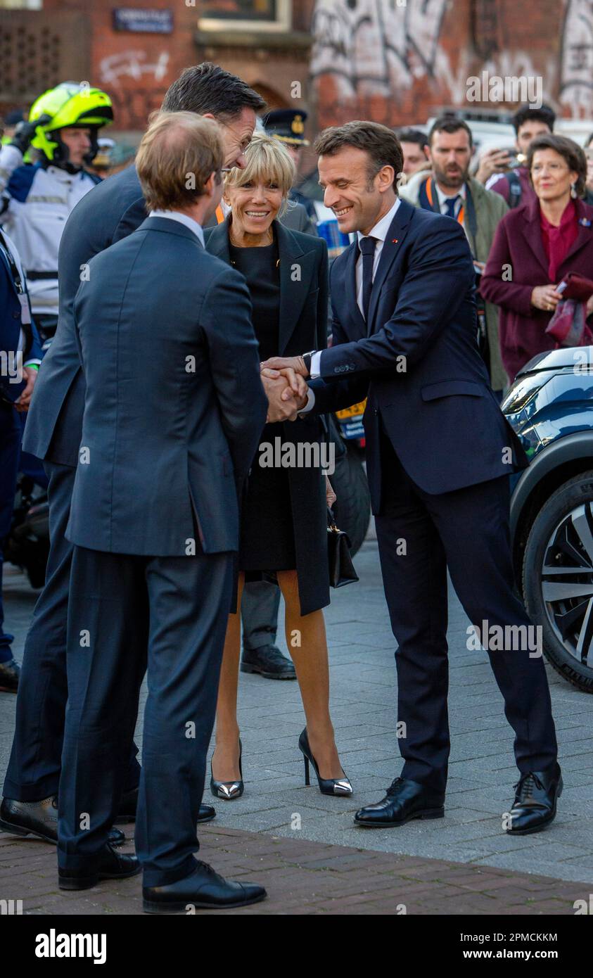 Amsterdam, Niederlande. 12th Apr, 2023. President Emmanuel Macron and ...