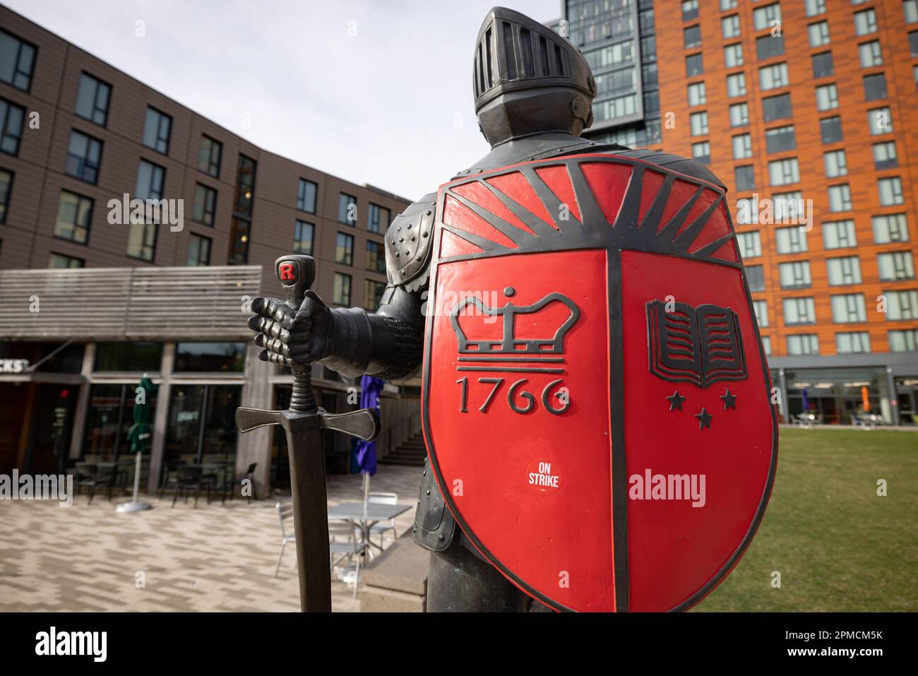 New Brunswick, New Jersey, USA. 12th Apr, 2023. A statue of the Rutgers ...