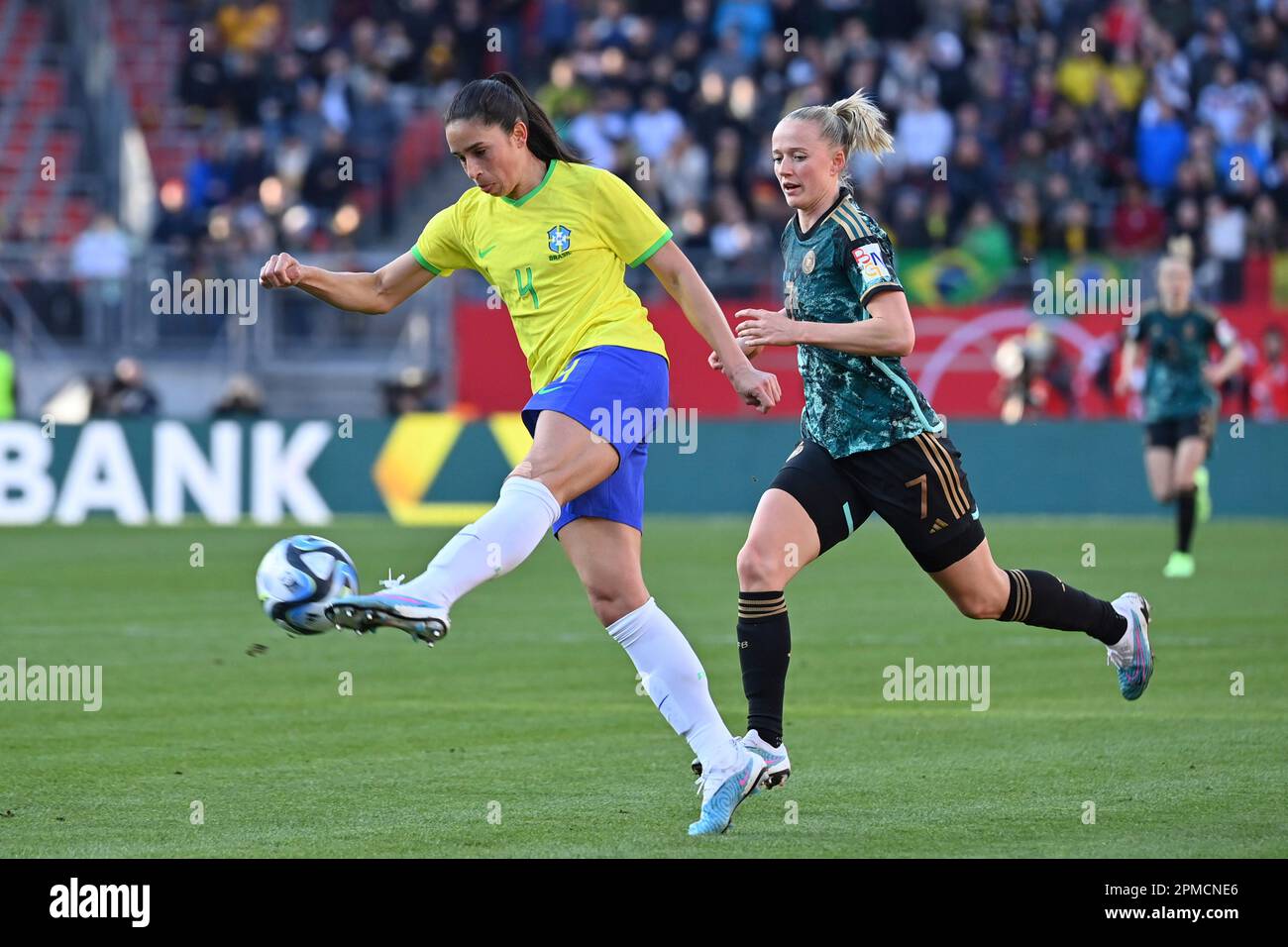 Nuernberg. 11th Apr, 2023. Rafaelle SOUZA (BRA), action, duels versus Lea SCHUELLER (GER ...